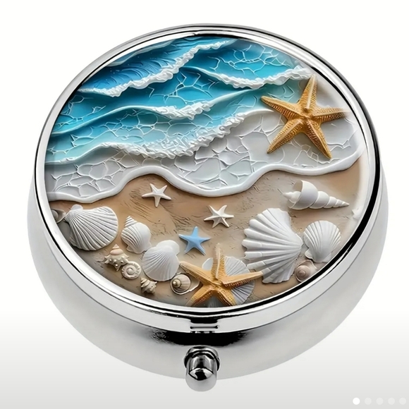 Accessories | Beach Themed Pill Case With Seashell Design | Poshmark